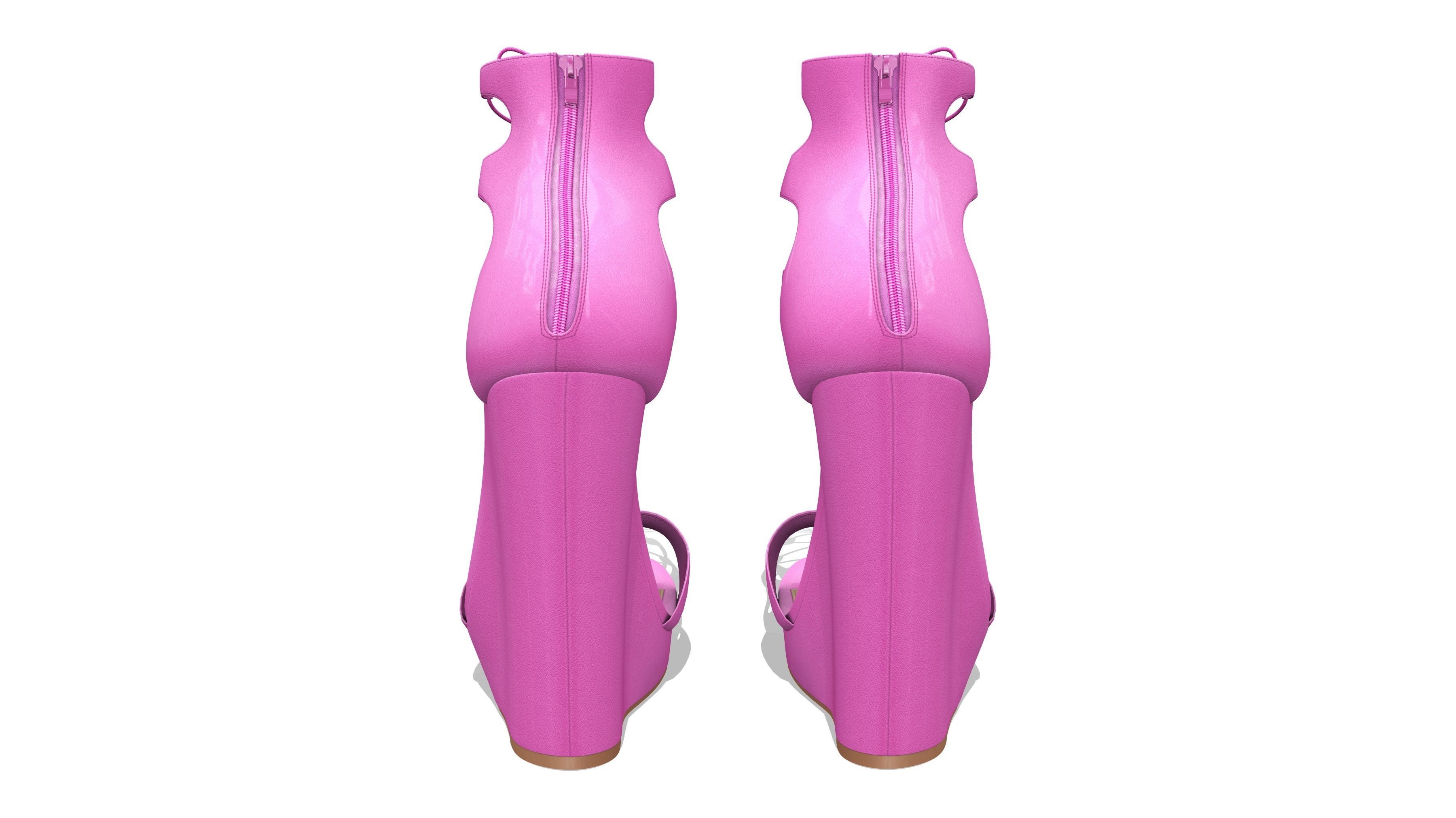 3D model Leather Sandals Wedges Shoes VR / AR / low-poly | CGTrader