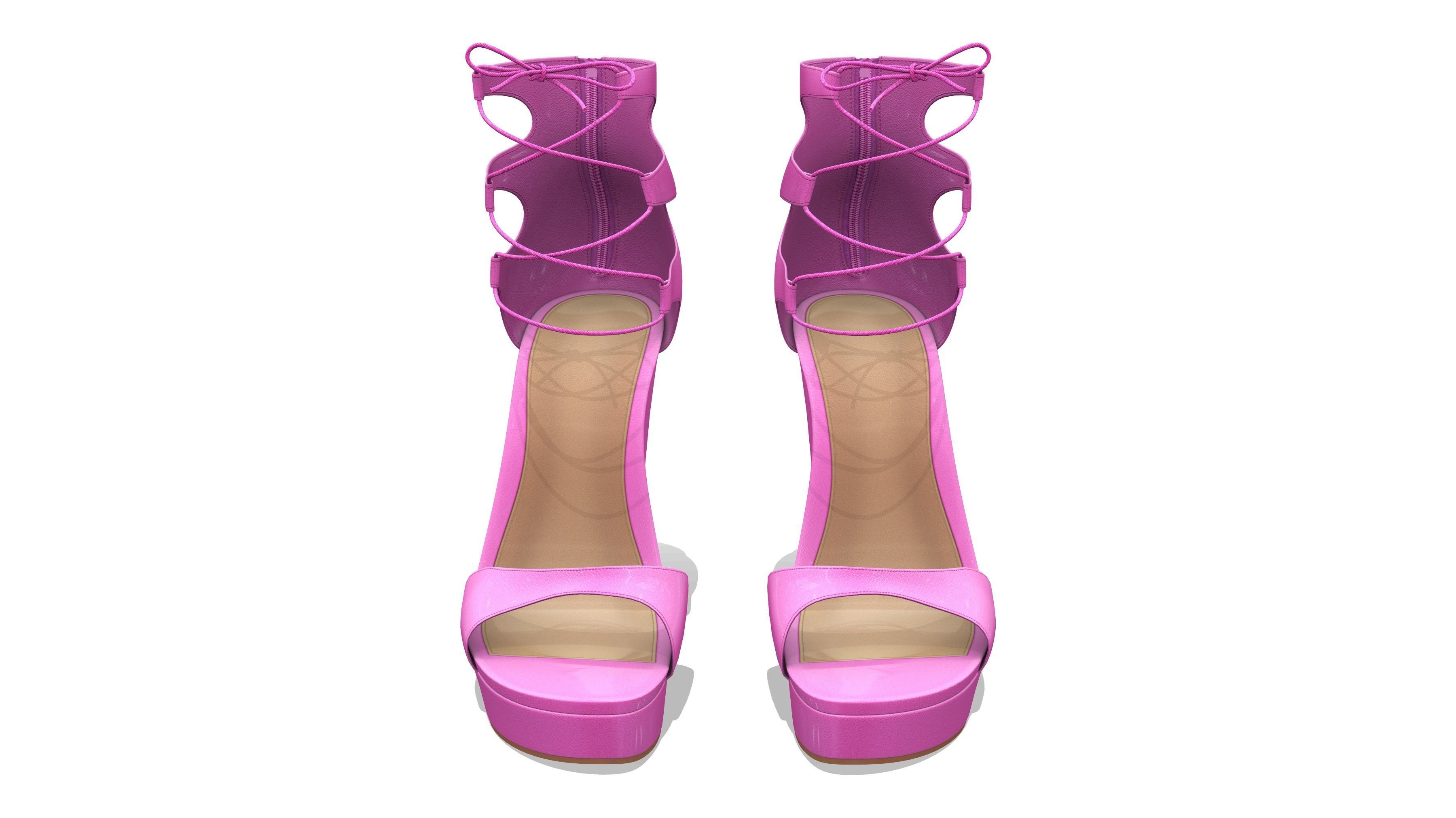 3D model Leather Sandals Wedges Shoes VR / AR / low-poly | CGTrader