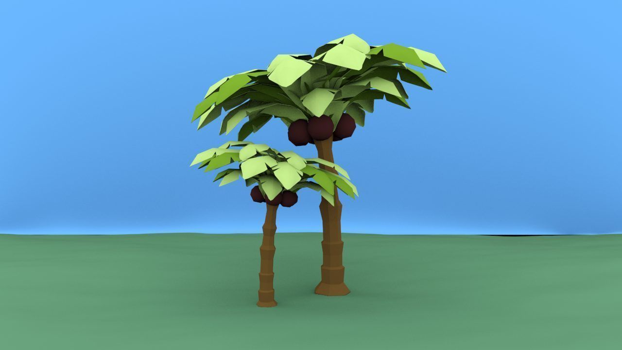 3D model hawaii trees couple VR / AR / low-poly | CGTrader