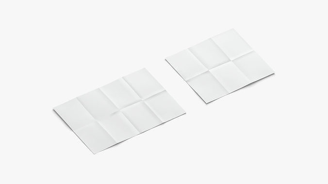 3D model White Unfolded Booklets and Flyers - trifold flat map guide VR ...