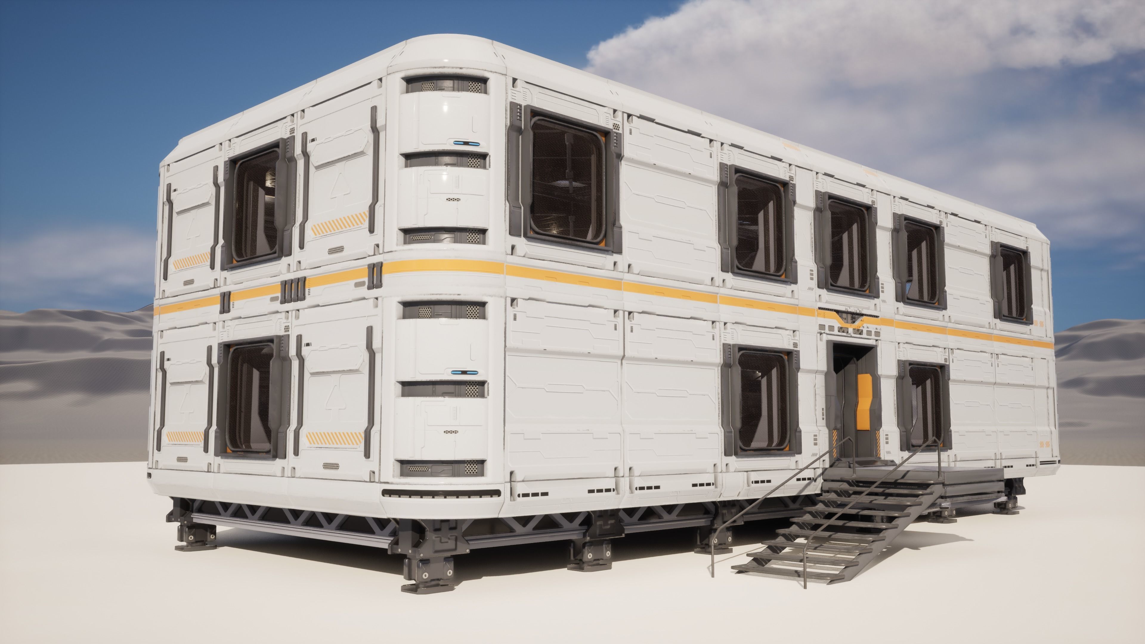 3D model SCIFI modules kitbash Military Base Building Kit Cyberpunk VR ...