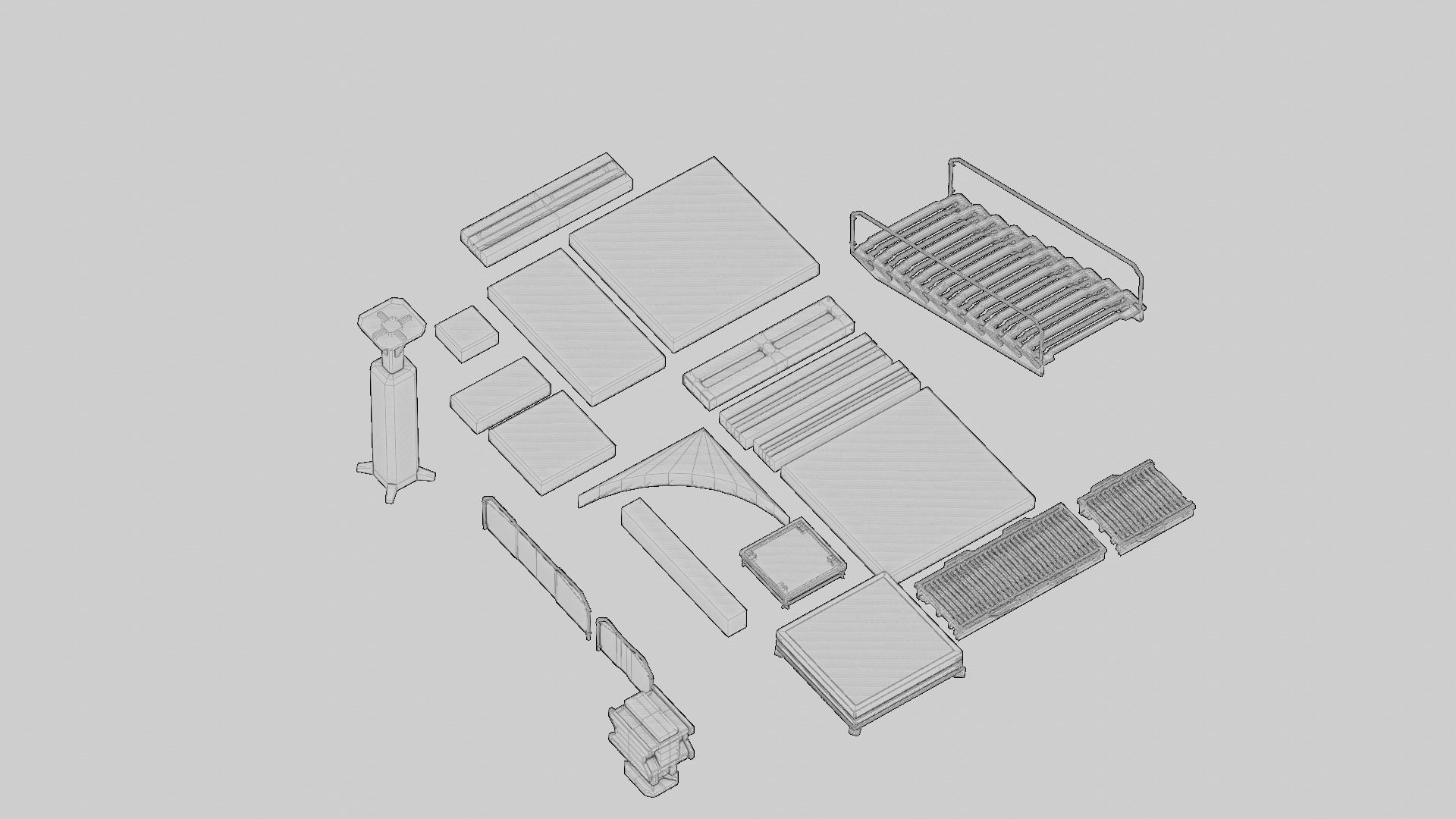 3D model SCIFI modules kitbash Military Base Building Kit Cyberpunk VR ...