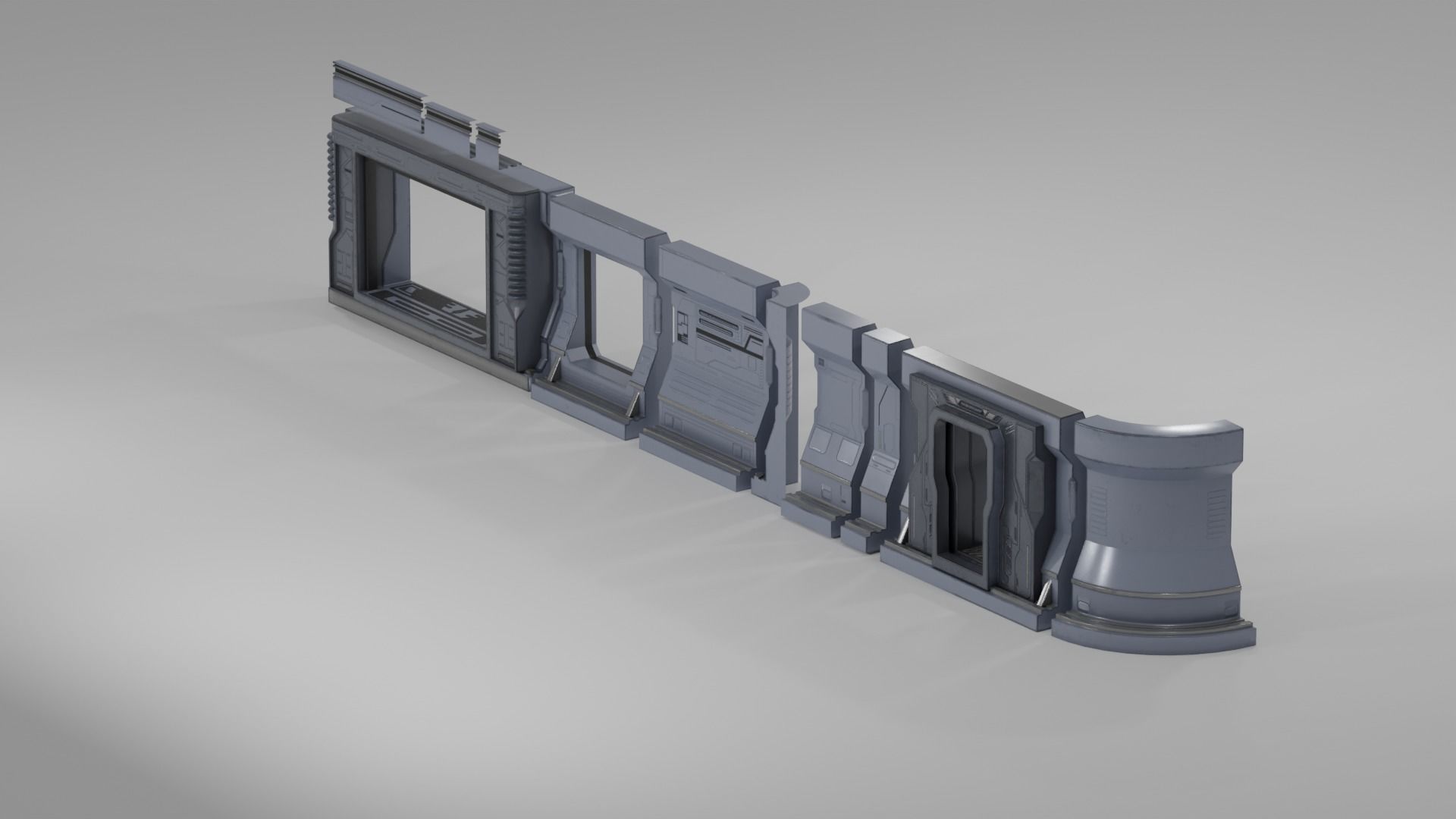 3D model SCIFI modules kitbash Military Base Building Kit Cyberpunk VR ...