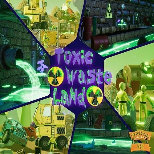 3D model Toxic Waste Land Game asset pack Unity URP VR / AR / low-poly ...