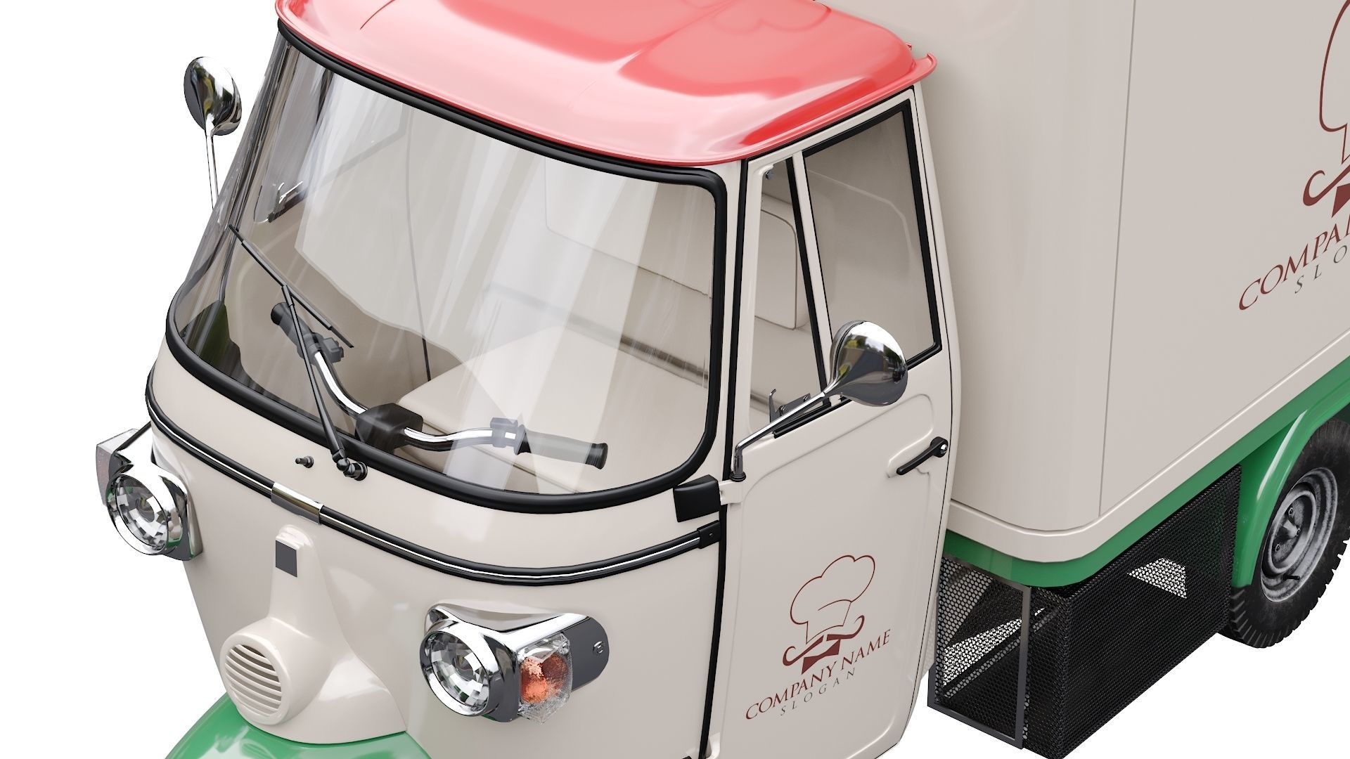Piaggio Ape V-Curve Food Track 3D model animated rigged | CGTrader