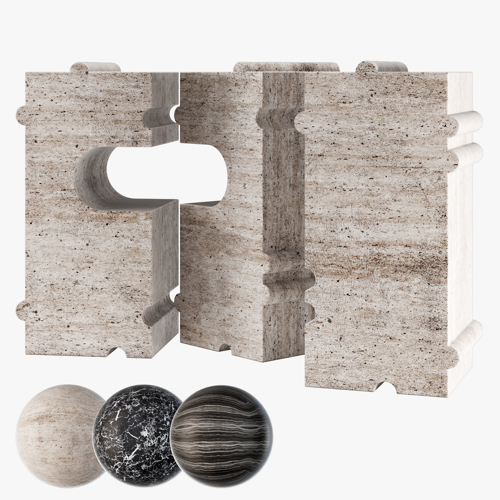 Kelly Wearstler hume modular stone bench 3D model | CGTrader