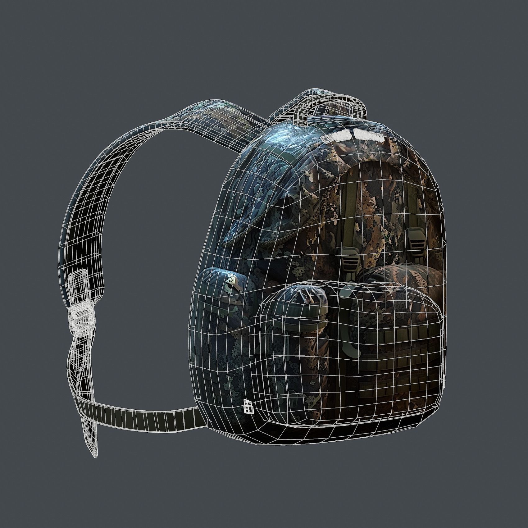 3D model Backpack military combat Black baggage Low-poly VR / AR / low ...