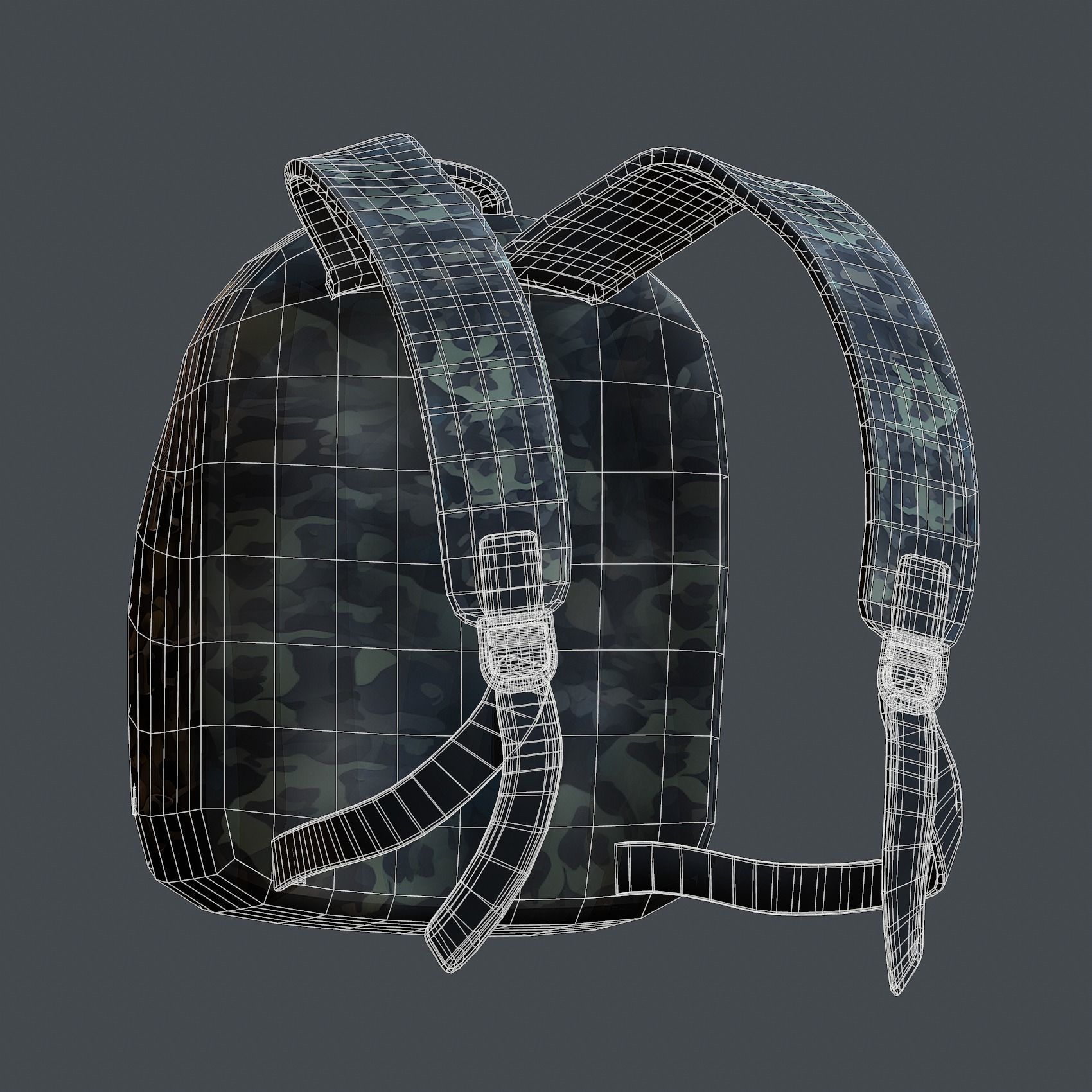 3D model Backpack military combat Black baggage Low-poly VR / AR / low ...