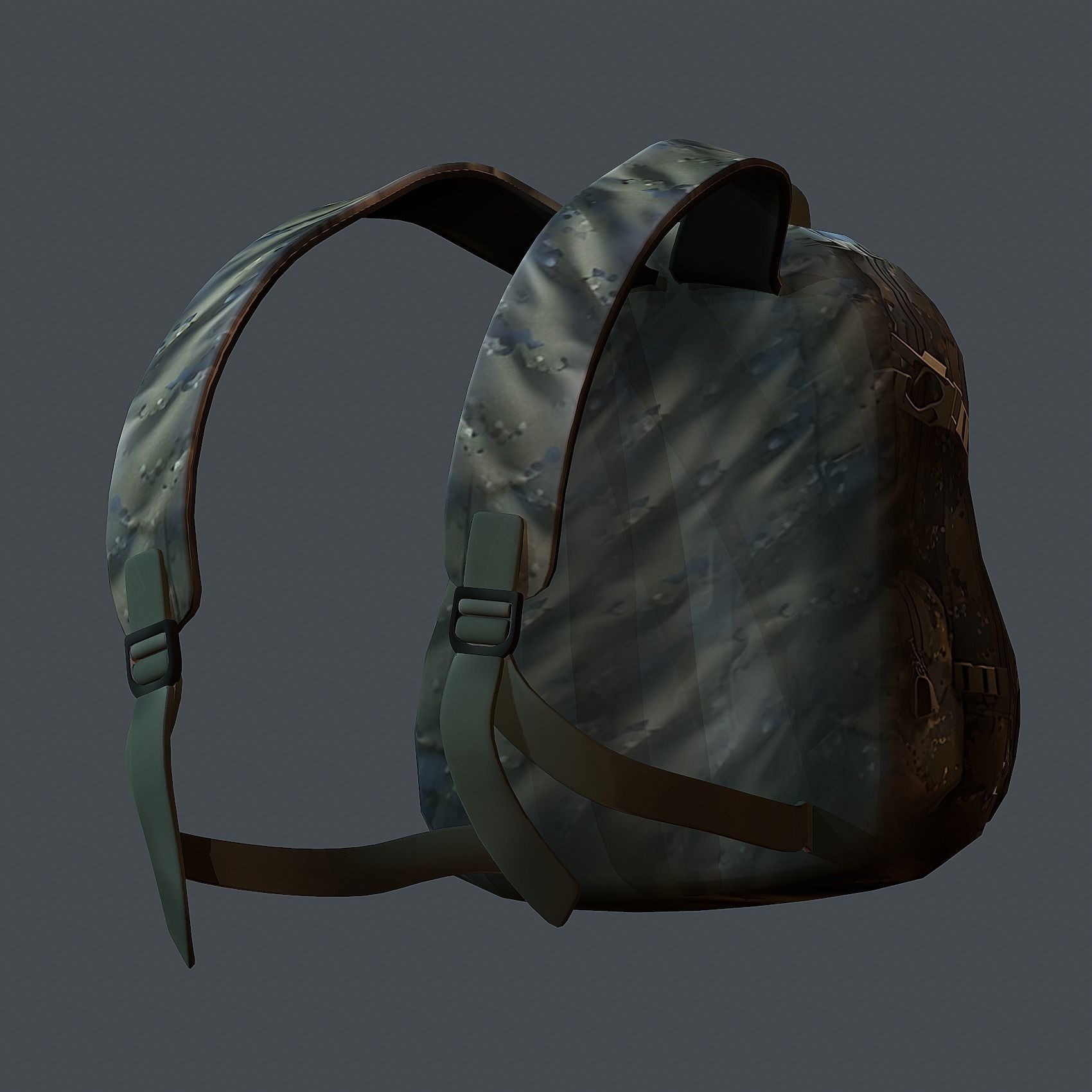 3D model Backpack military combat Black baggage Low-poly 3D model VR ...