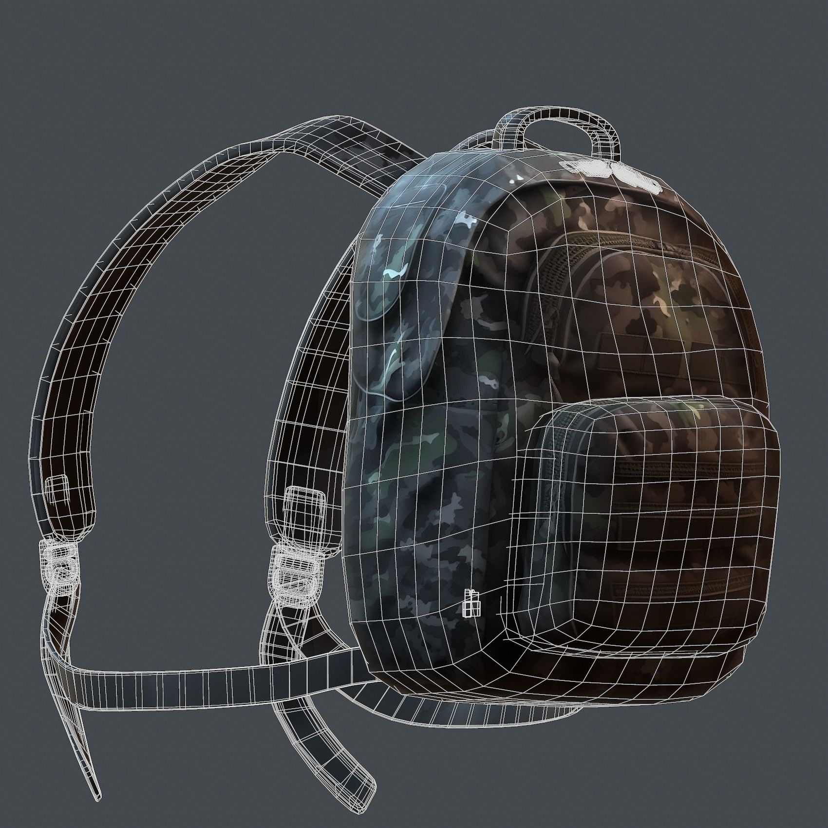 3D model Backpack military combat Black baggage Low-poly 3D model VR ...