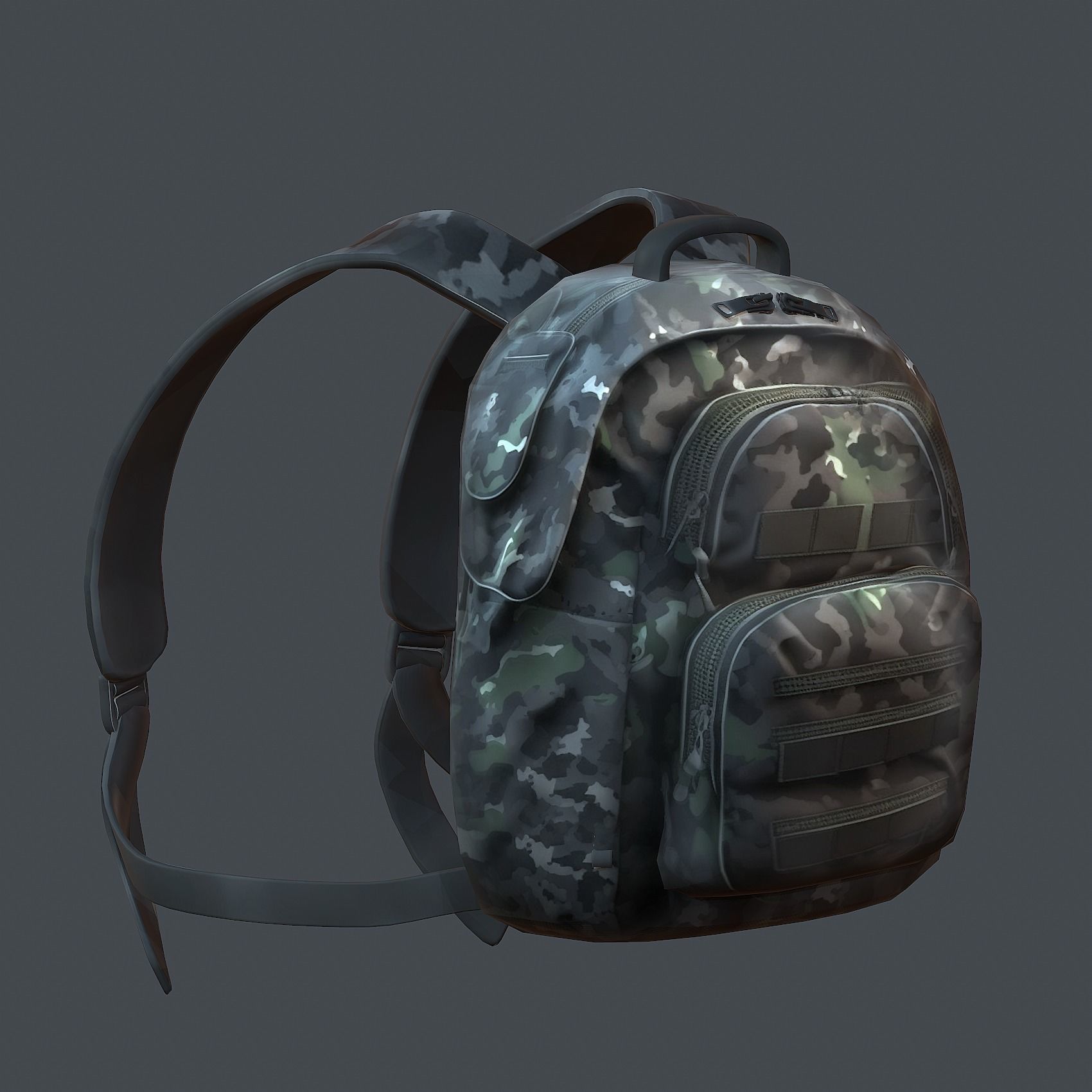 3D model Backpack military combat Black baggage Low-poly 3D model VR ...