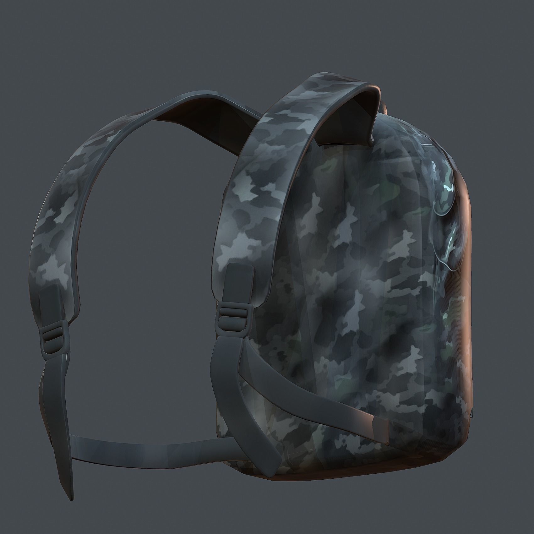 3D model Backpack military combat Black baggage Low-poly 3D model VR ...