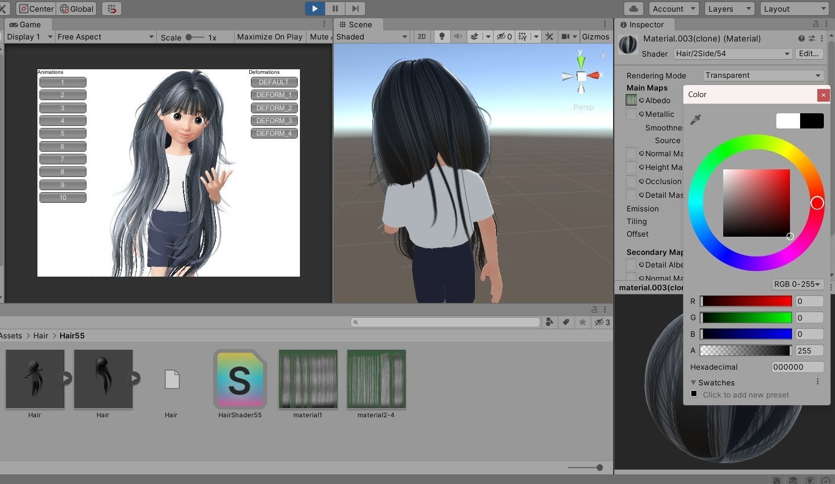 3D model 3D Item Hair Unity Prefab Zepeto Model FBX 55 VR / AR / low ...