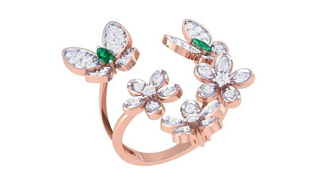 Women Open End Flower Ring 3dm STL OBJ FBX Renders Details 3D model 3D ...