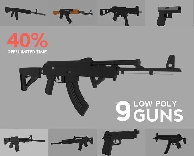 3D model Low Poly Guns Pack VR / AR / low-poly | CGTrader