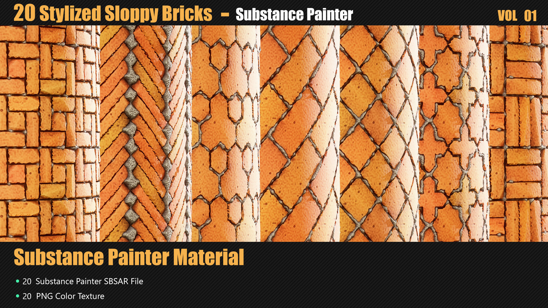 20 Stylized Sloppy Bricks Materials Substance Painter Texture | CGTrader