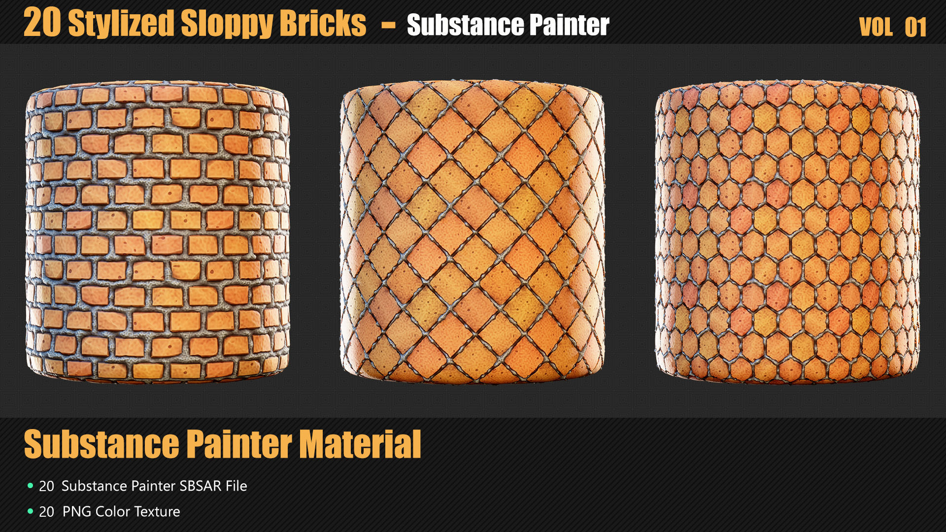 20 Stylized Sloppy Bricks Materials Substance Painter Texture | CGTrader