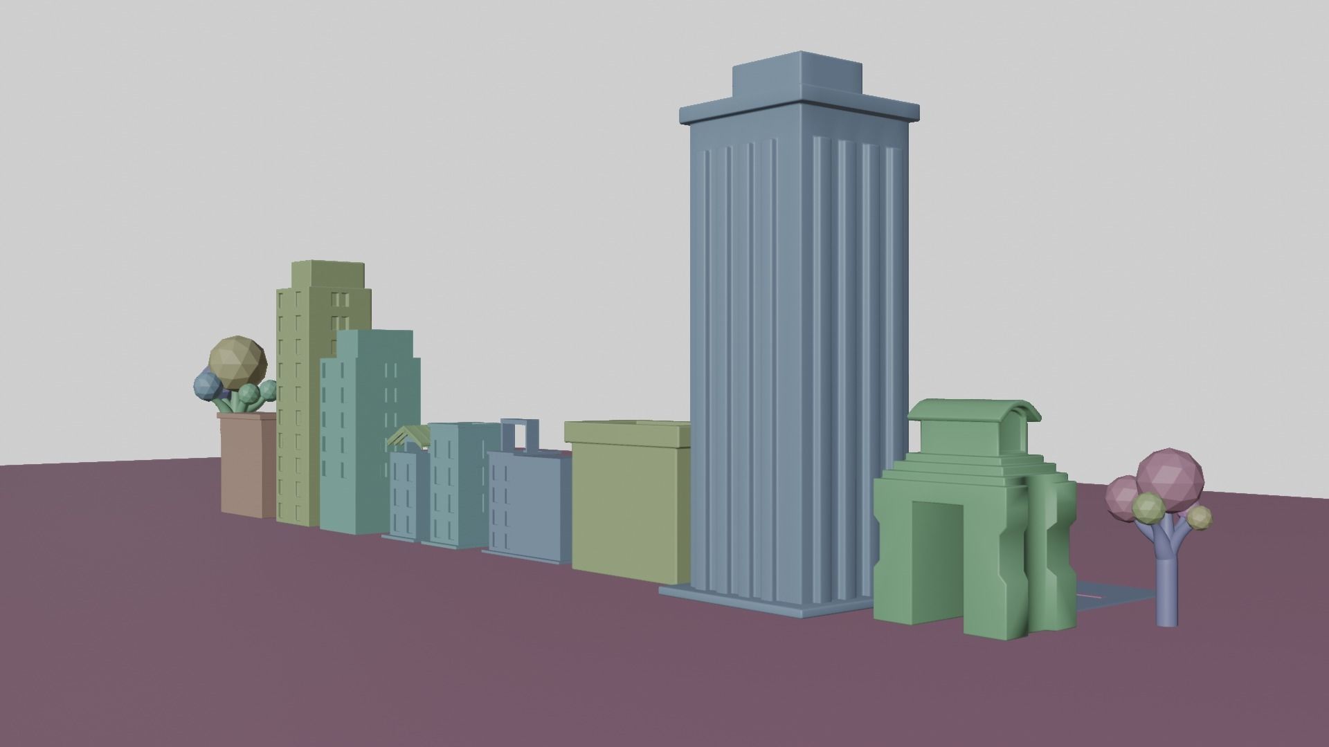 3D model Urban - Low Poly 3d city building model VR / AR / low-poly ...