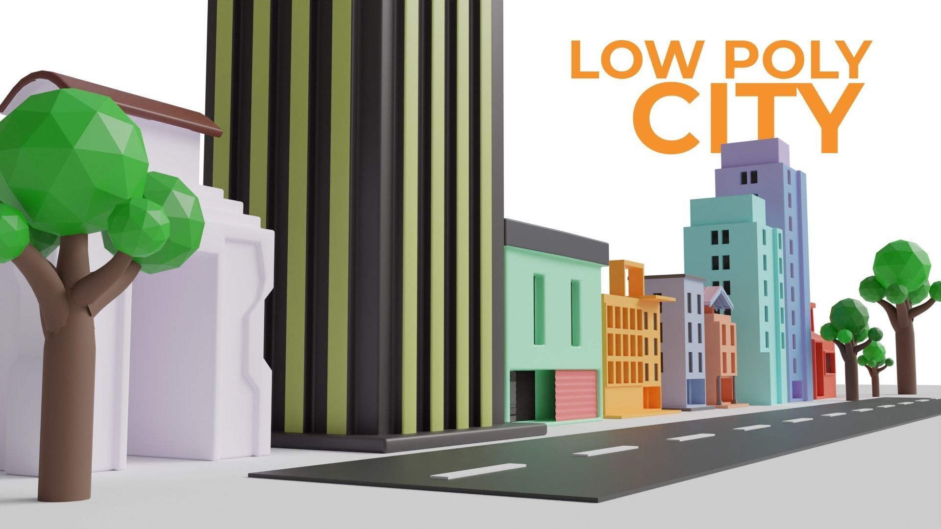 3D model Urban - Low Poly 3d city building model VR / AR / low-poly ...