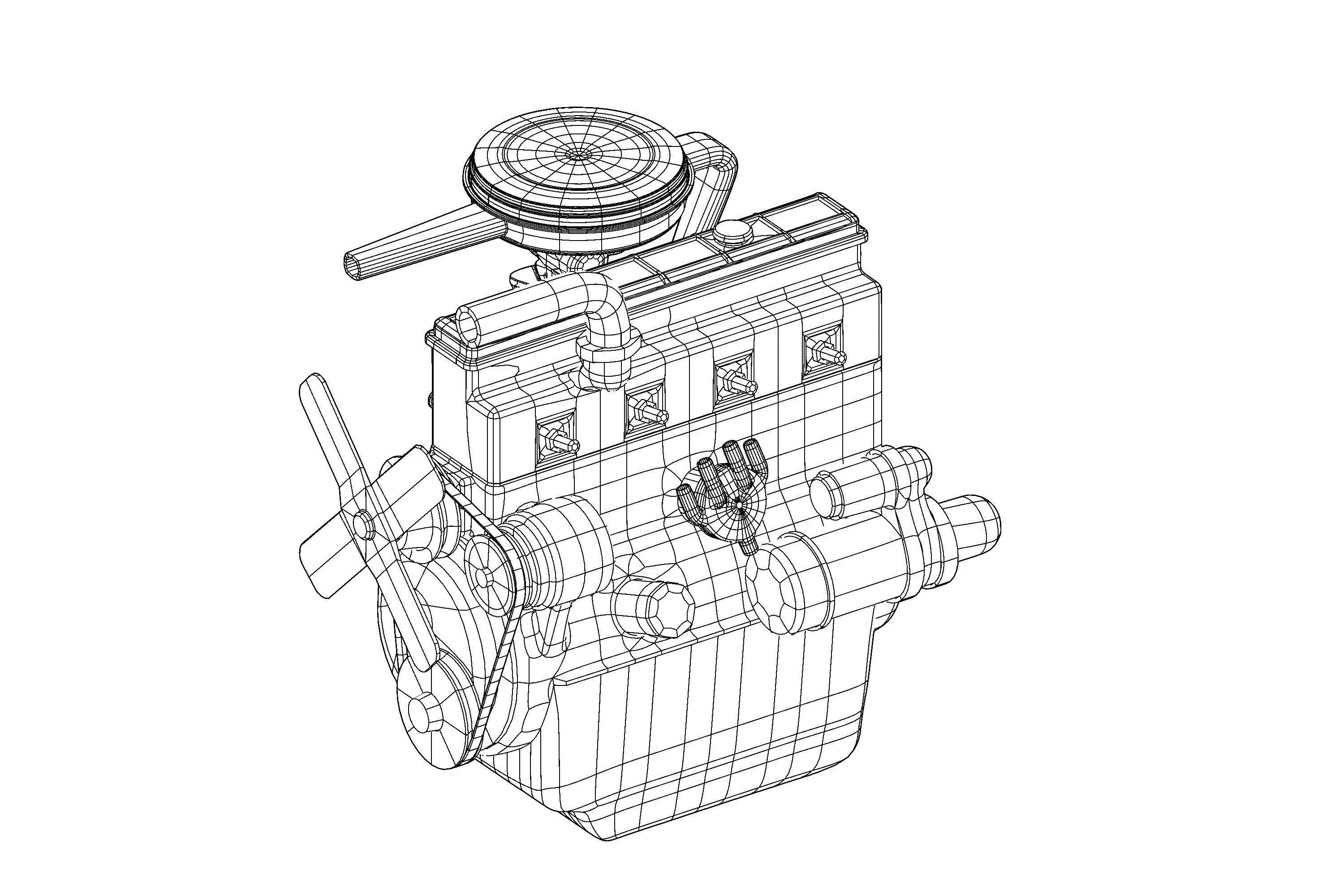Old straight engine inline engine - print ready 3D model 3D printable ...