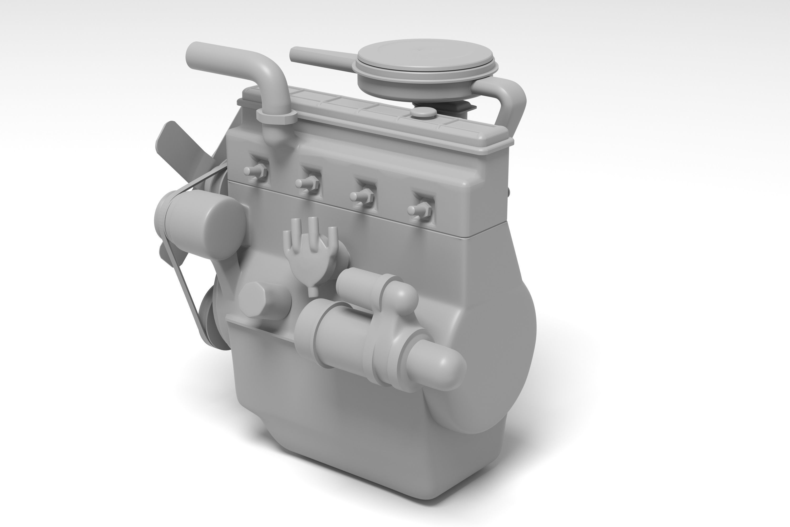 Old straight engine inline engine - print ready 3D model 3D printable ...