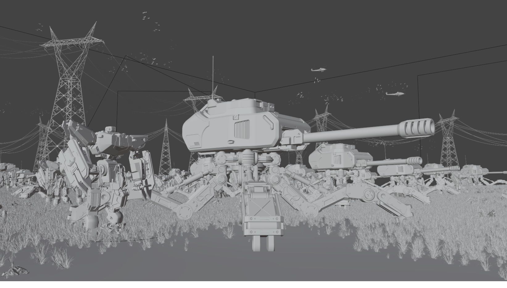 3D model Sci Fi Mech Battle Scene VR / AR / low-poly | CGTrader