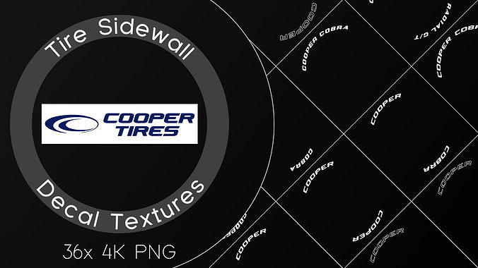 36x Cooper tire sidewall 4K PNG decals Texture | CGTrader