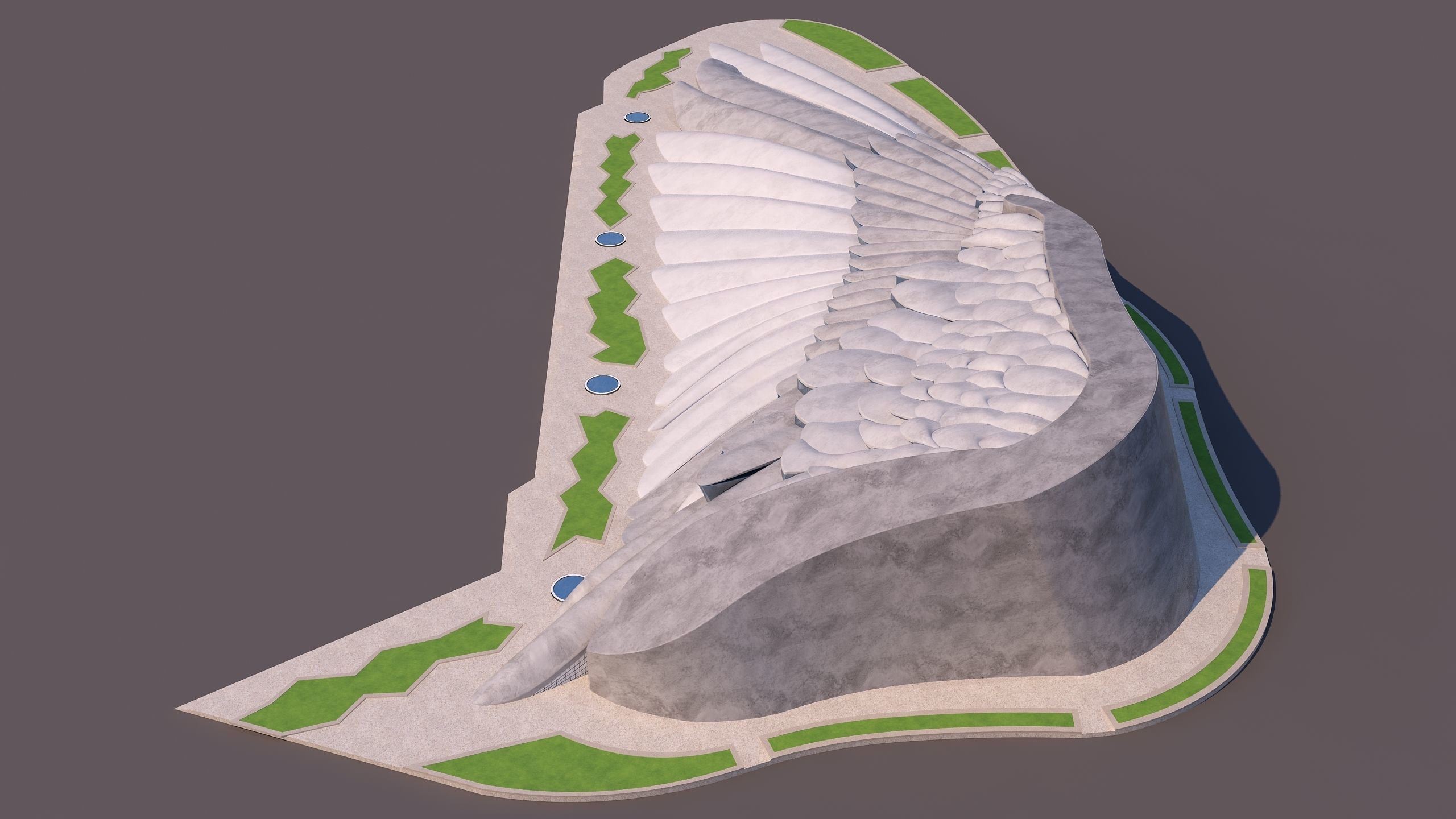 0126 - Bird Wing Building 3D model | CGTrader