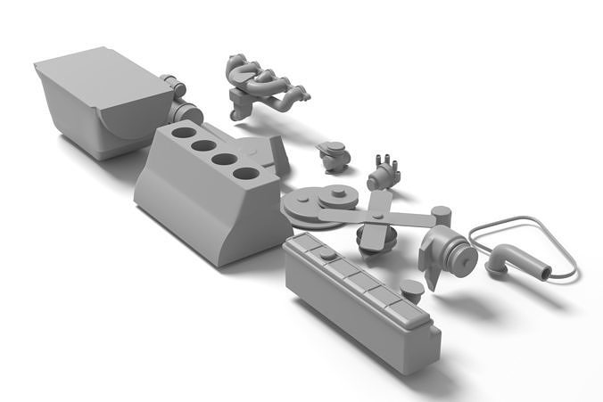 Old straight engine inline engine - parts - print ready 3D model 3D ...