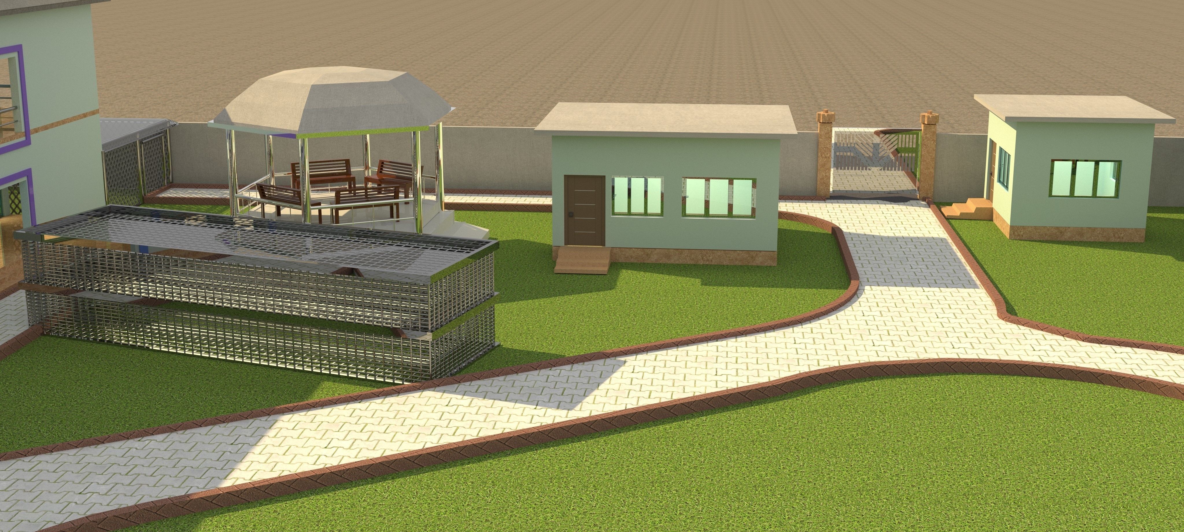 3D model 3D MODEL SCHOOL WITH SPORTS COMPLEX VR / AR / low-poly | CGTrader