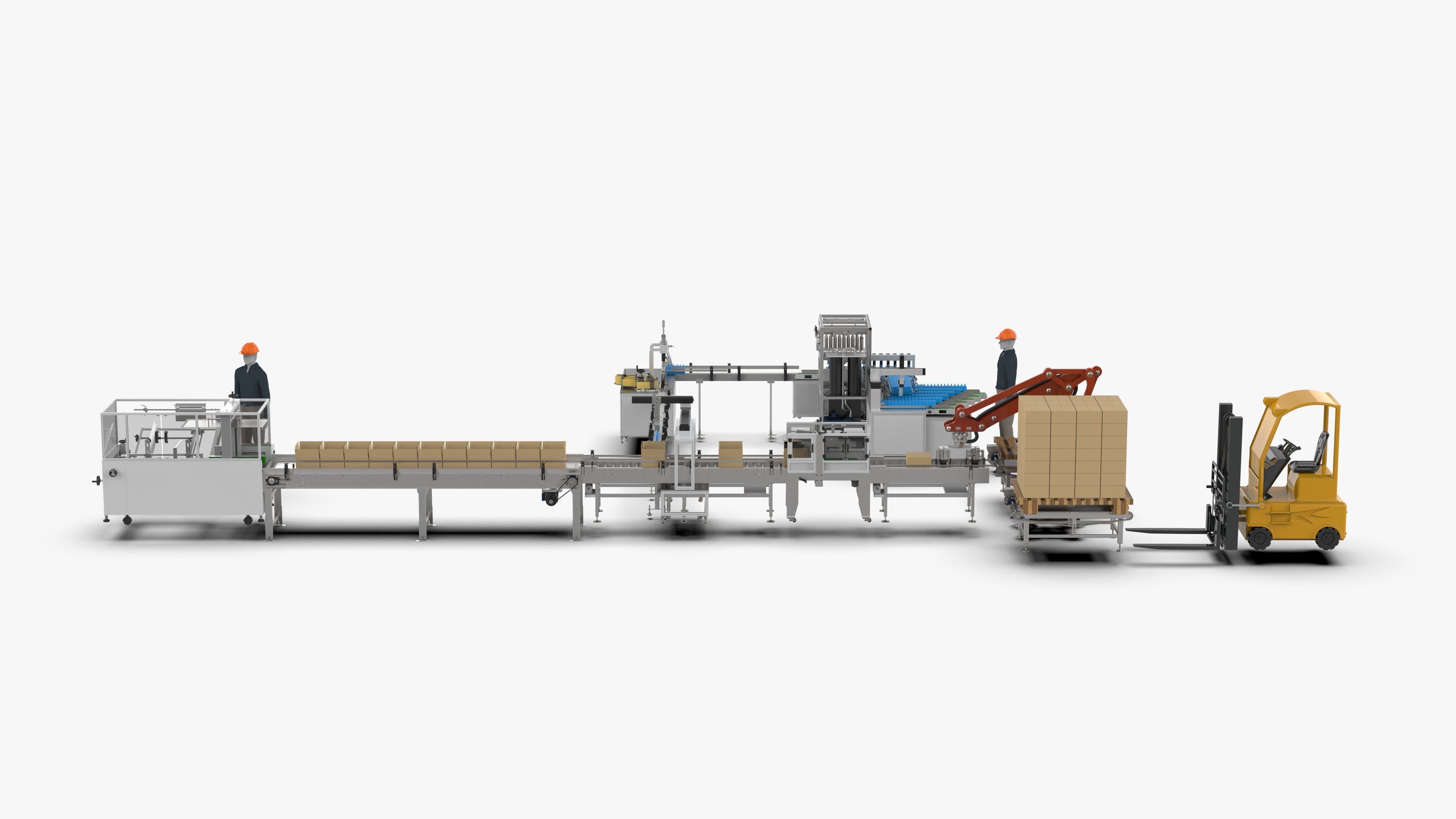 Automatic Loading and Unloading Labeling and Palletizing Line 3D model ...