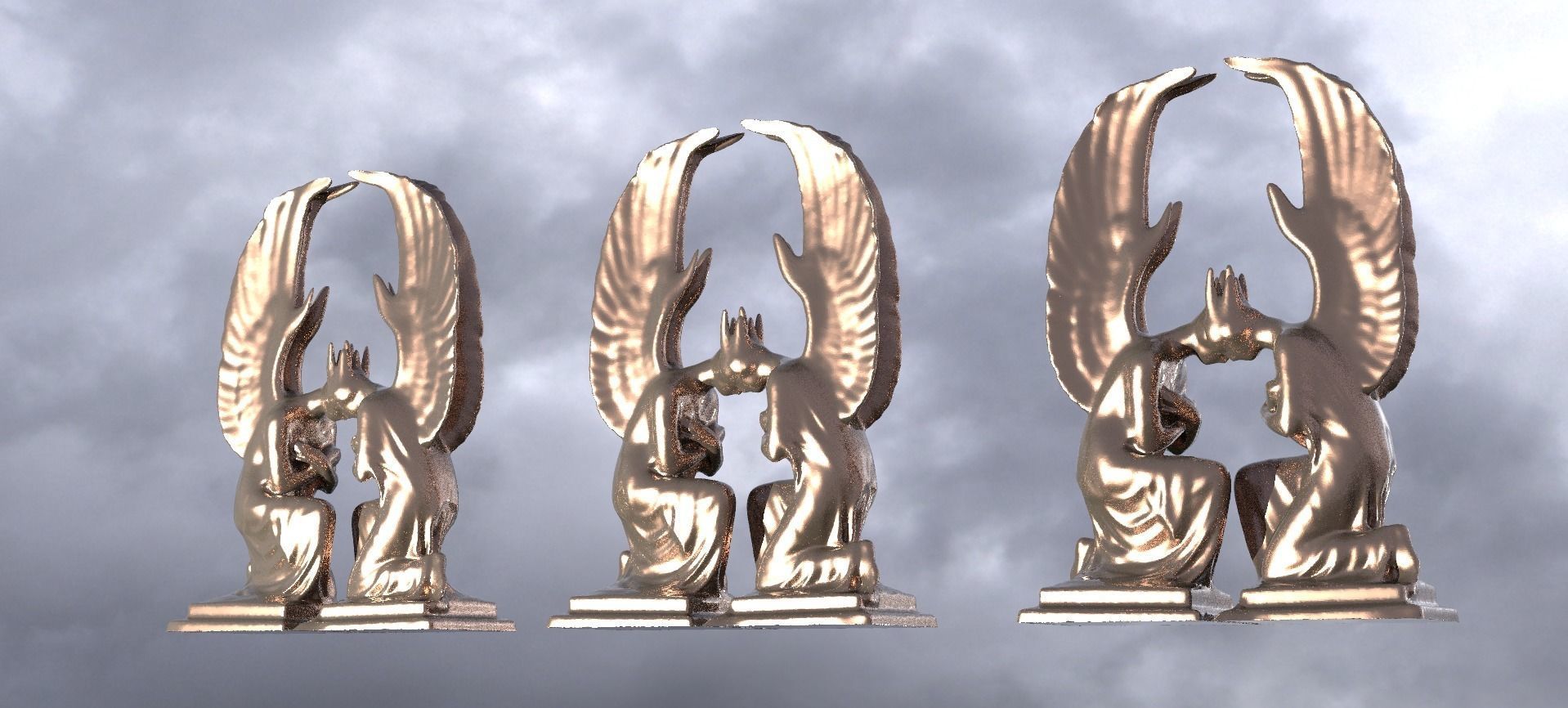 Stylised low detail Twin angels 3D model | CGTrader