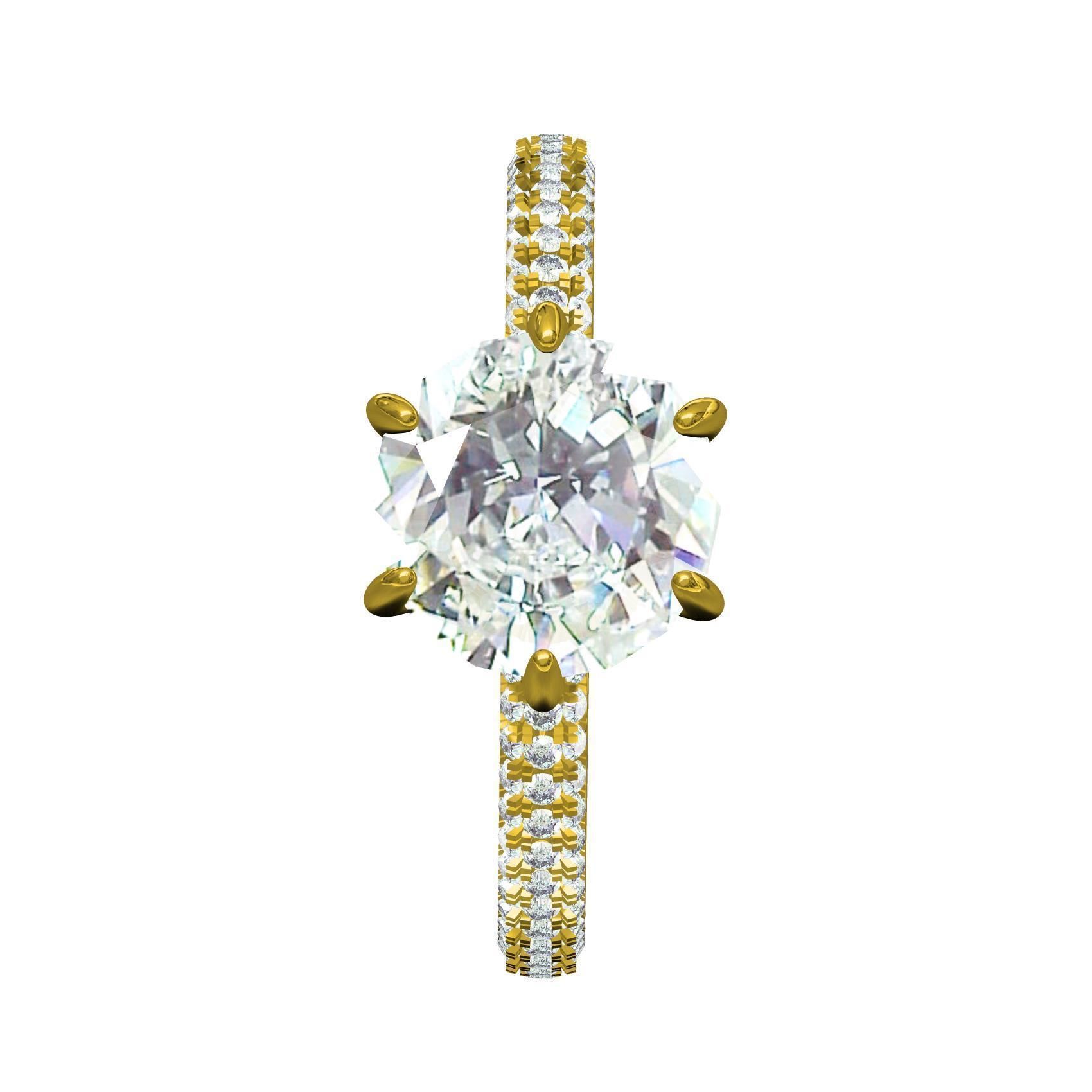 Antique Micro Prong Setting Solitaire Engagement Ring 3D model 3D ...