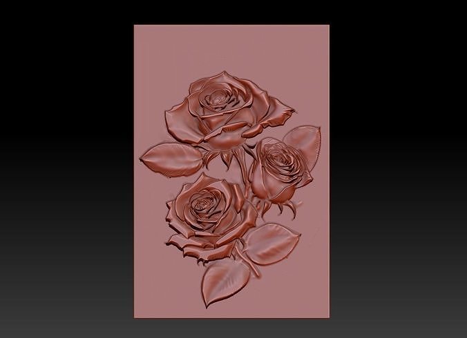 A rose relief 3D printing STL rose relief mural 3D model 3D printable ...