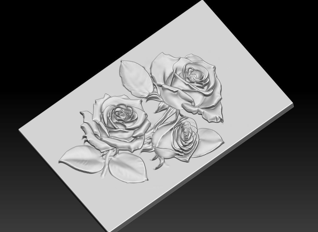 A rose relief 3D printing STL rose relief mural 3D model 3D printable ...