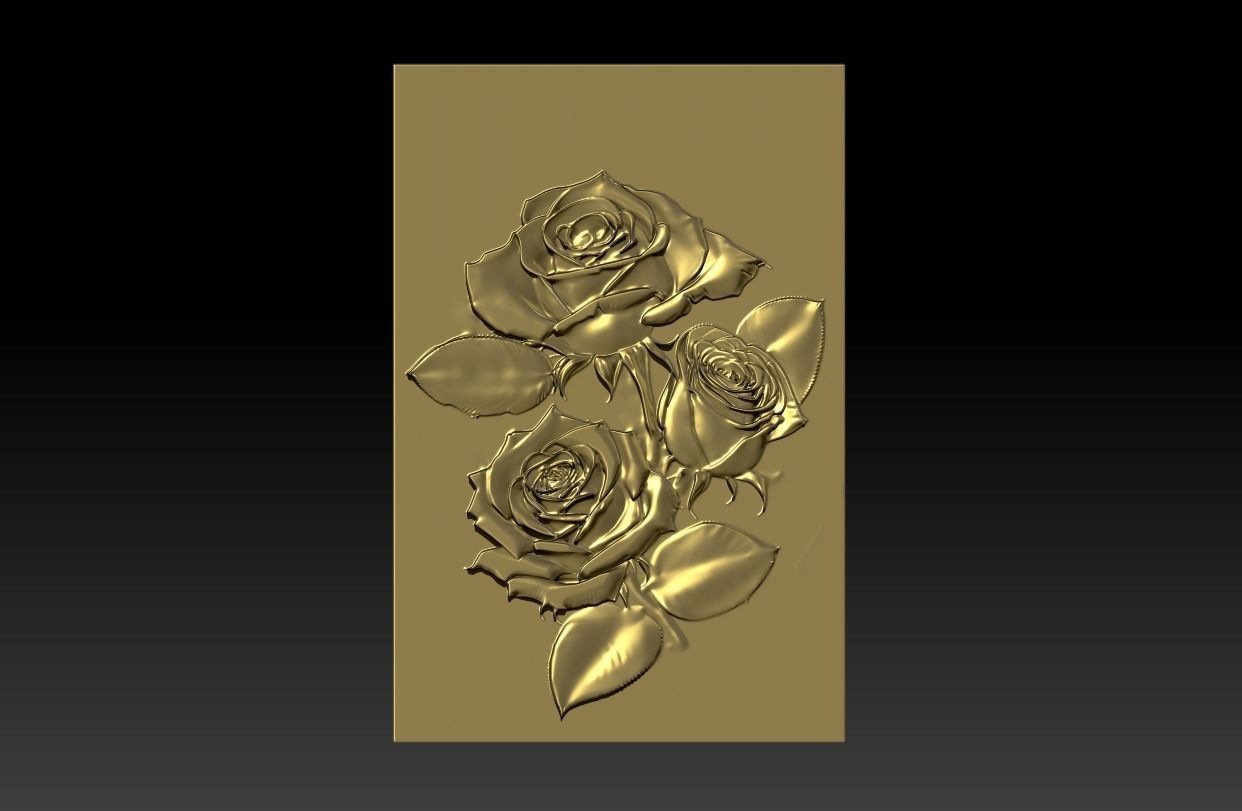 A rose relief 3D printing STL rose relief mural 3D model 3D printable ...