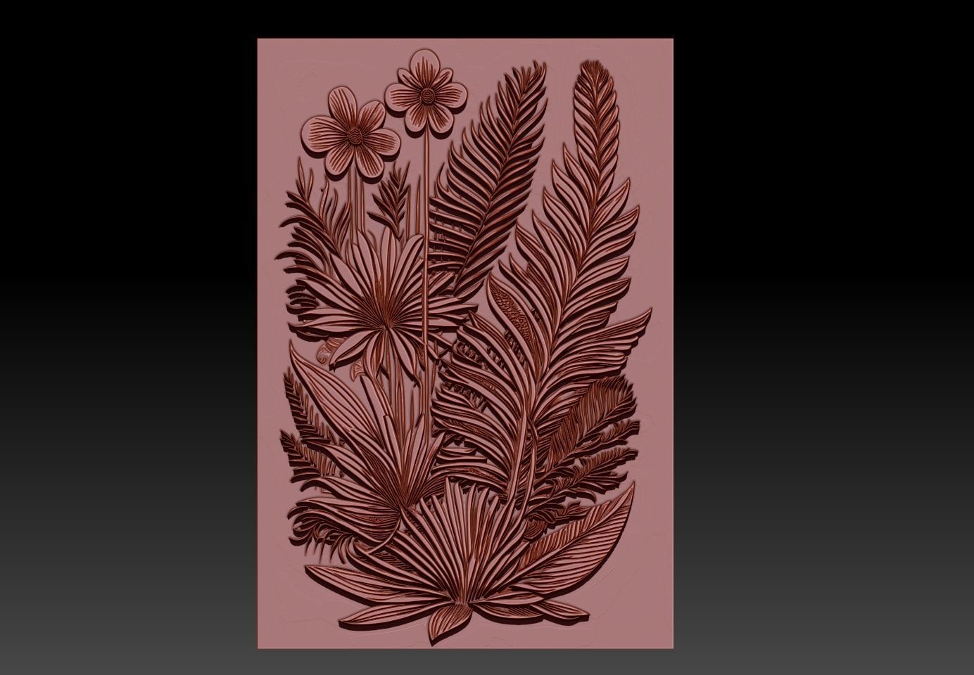 A vertical relief drawing of plants flowers and plants 3D model 3D ...