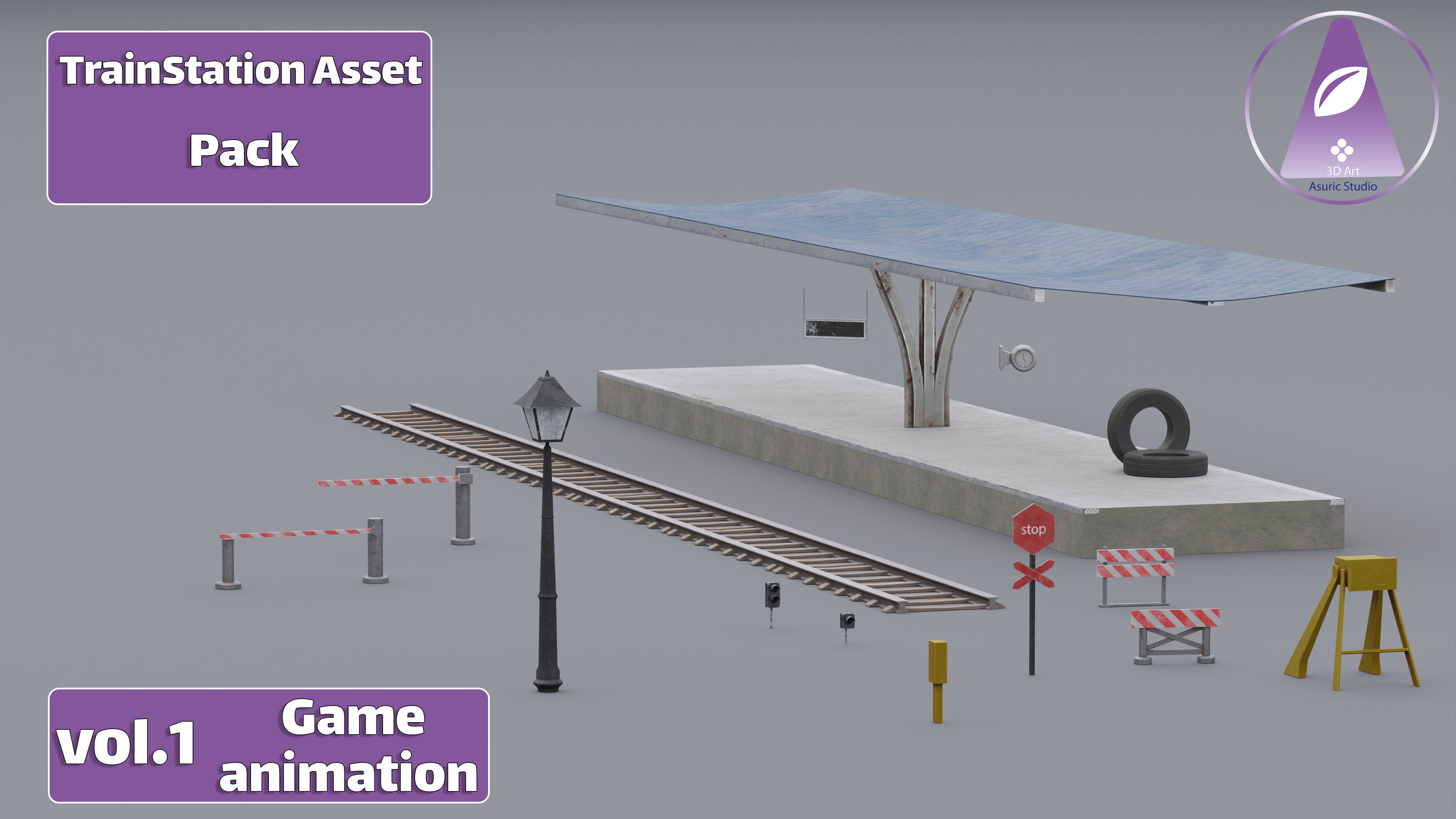 3D model TrainStation Asset pack Vol 1 VR / AR / low-poly | CGTrader