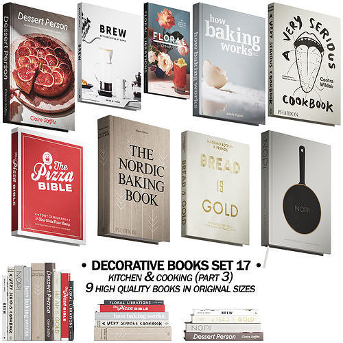 146 decorative books set 17 kitchen and cooking P03 3D model | CGTrader