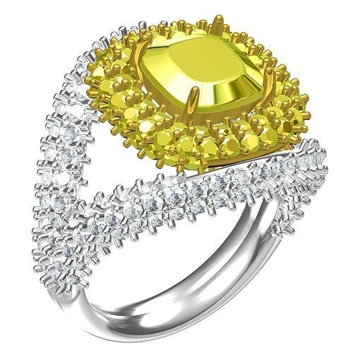 Fancy Cushion Cut Diamond Split Shank Ring 3D model 3D printable | CGTrader