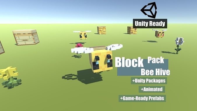 3D model Block Pack Bee hive - block styled voxel bee hive VR / AR / low-poly | CGTrader