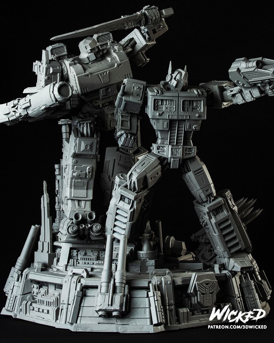 Wicked Movies DIORAMA BASE Optimus and Megatron Sculpture 3D model 3D ...