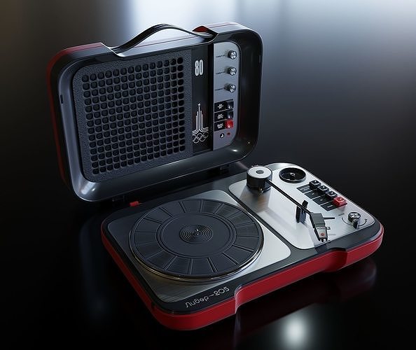 Vintage portable turntable 2 3D model | CGTrader