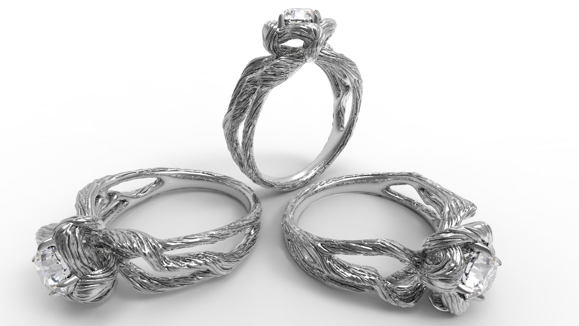 Branch vood ring gem 3D model 3D printable | CGTrader