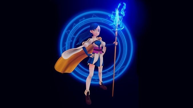 3D model Fantasy girl anime style for games Vtuber or VRChat VR / AR ...