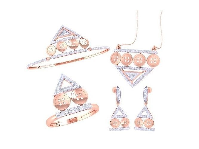 Ring Bangle Earring Pendant Set 3dm STL OBJ FBX Renders Details 3D ...