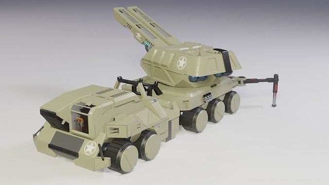 3D model SciFi artillery LowPoly GameReady model VR / AR / low-poly ...