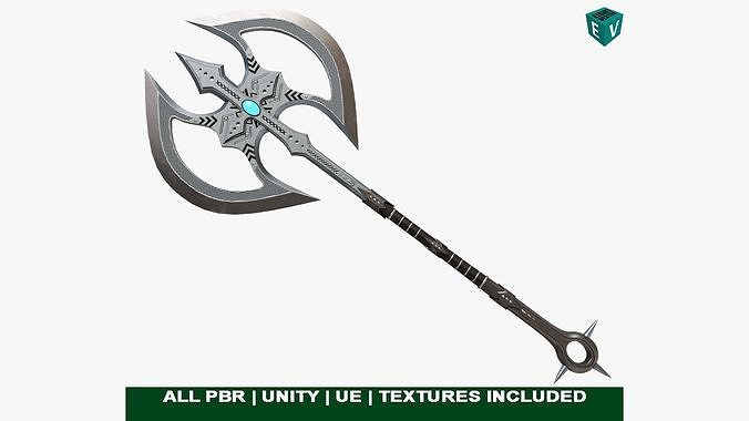 3D model Battle Axe 07 All PBR Unity UE Textures Included VR / AR / low ...