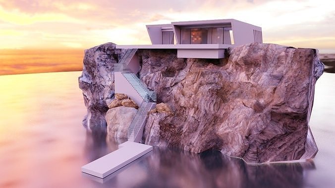 3D model House on the cliff with pool VR / AR / low-poly | CGTrader