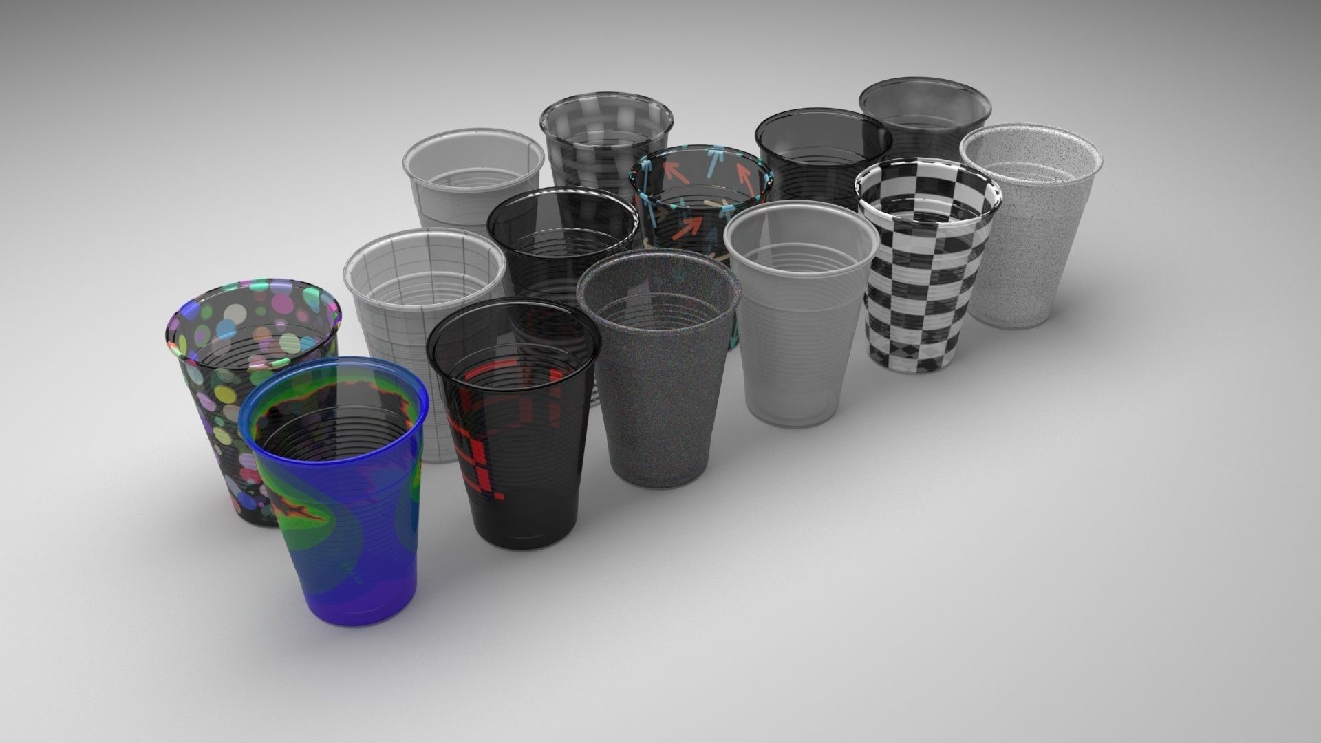 Plastic Cups Set With Textures 3D model | CGTrader